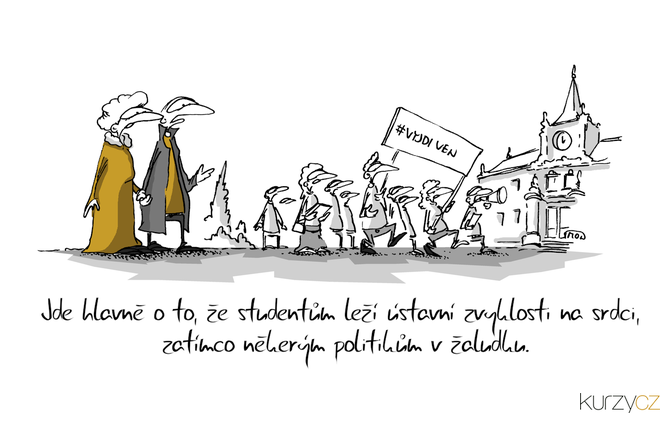 Studentská srdce, kreslený vtip | Kurzy.cz
