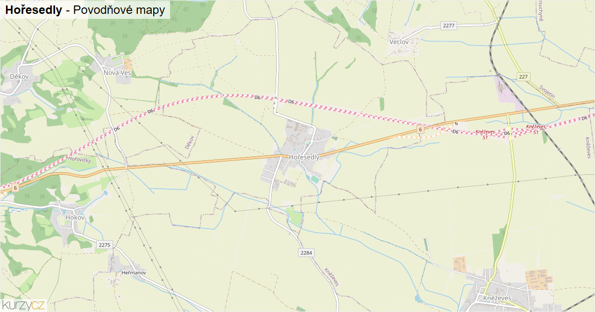 Povodňové mapy Hořesedly - mapa stoleté vody | Kurzy.cz