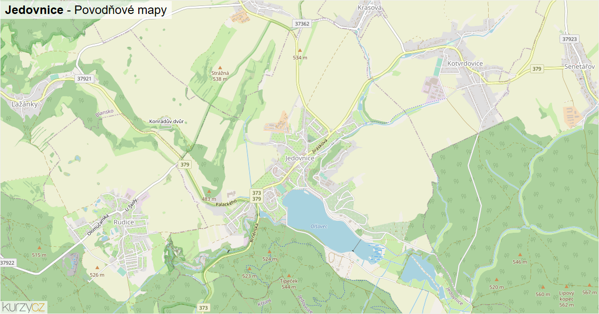 Povodňové mapy Jedovnice - mapa stoleté vody | Kurzy.cz