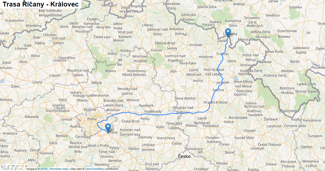 Plánování trasy Říčany - Královec - doprava | Kurzy.cz