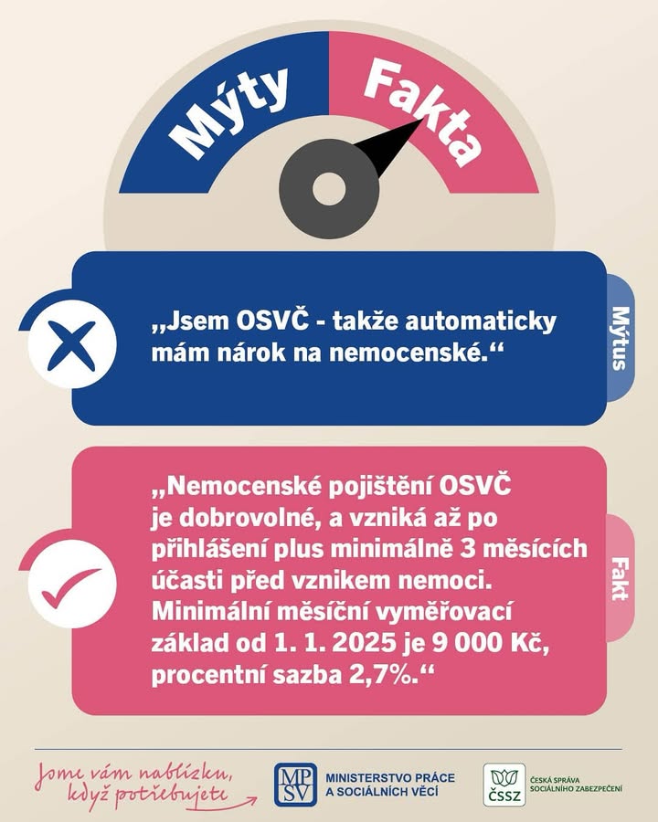 Chcete mít jistotu, že při nemoci dostanete nemocenskou? Přihlaste se ...