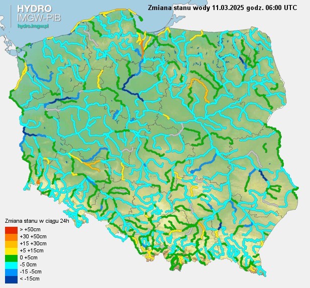 Susza w Polsce stan na 11 marca 2025 r. dwie zlewnie są obecnie objęte ...