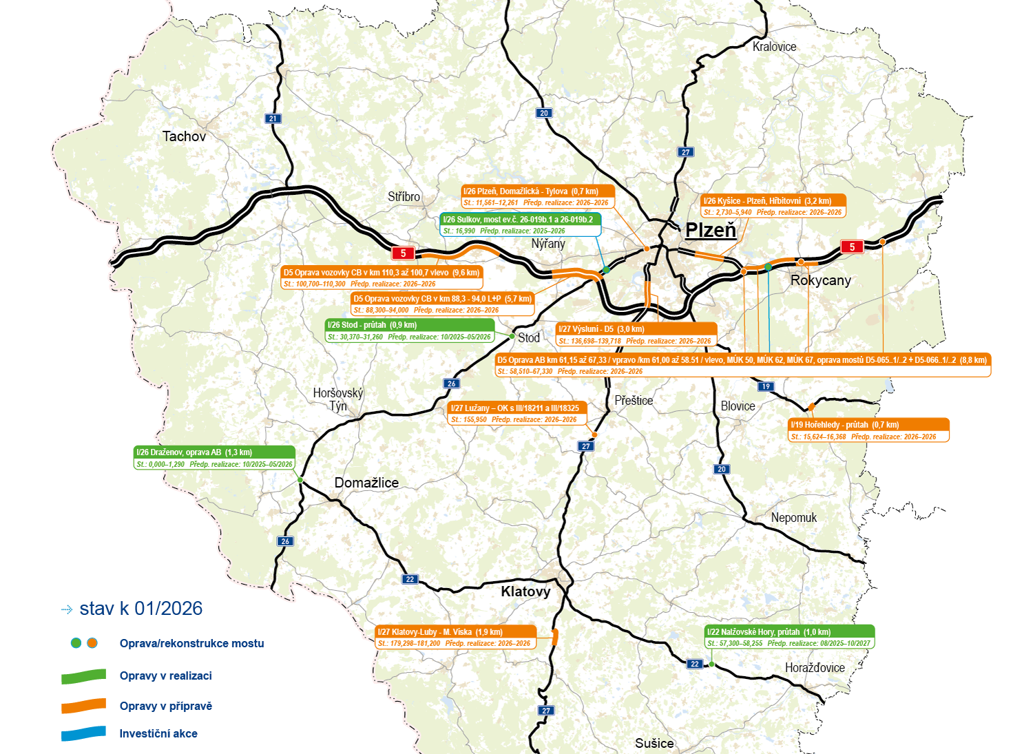 Mapa plánovaných oprav na rok 2026 v Plzeňském kraji | Kurzy.cz
