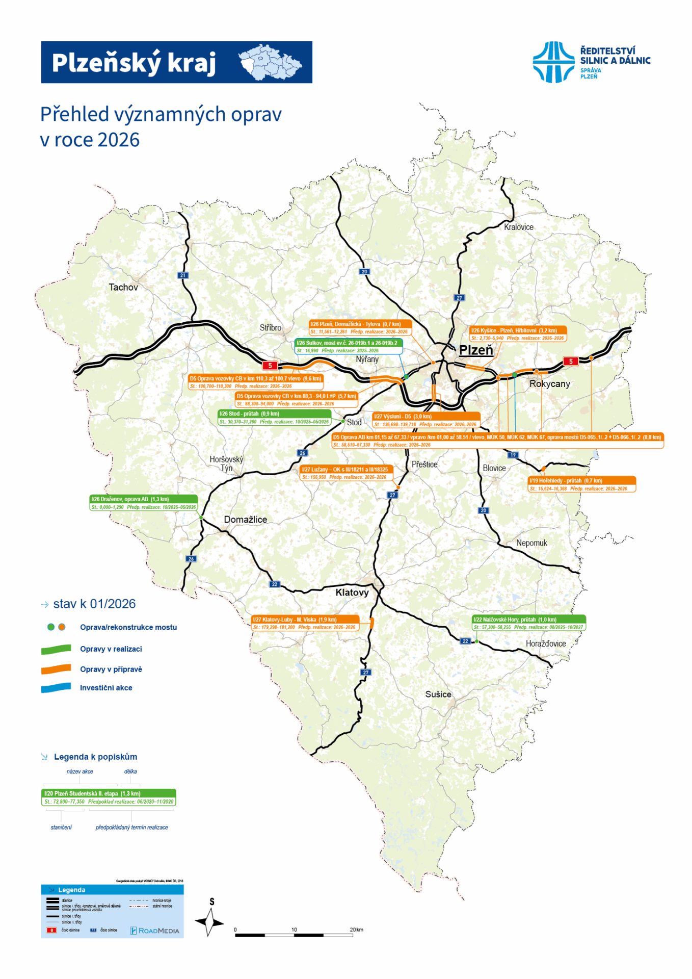 Mapa plánovaných oprav na rok 2026 v Plzeňském kraji | Kurzy.cz