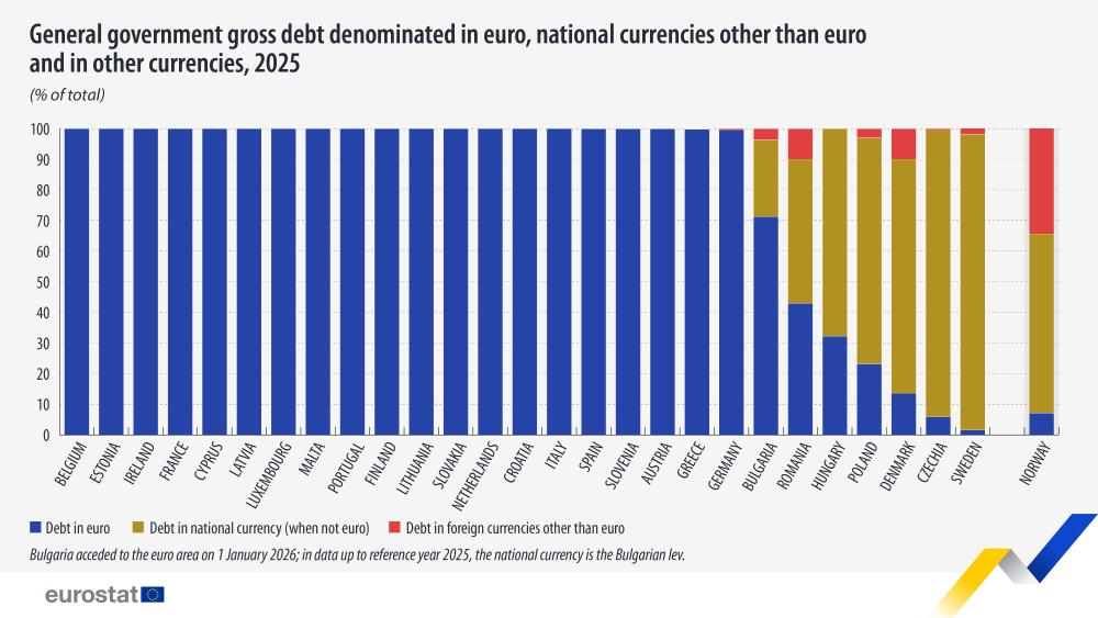 Government gross debt of euro area largely in euro | Kurzy.cz