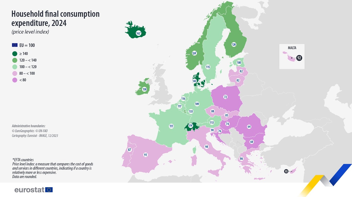 Household consumption: price levels in 2024 | Kurzy.cz