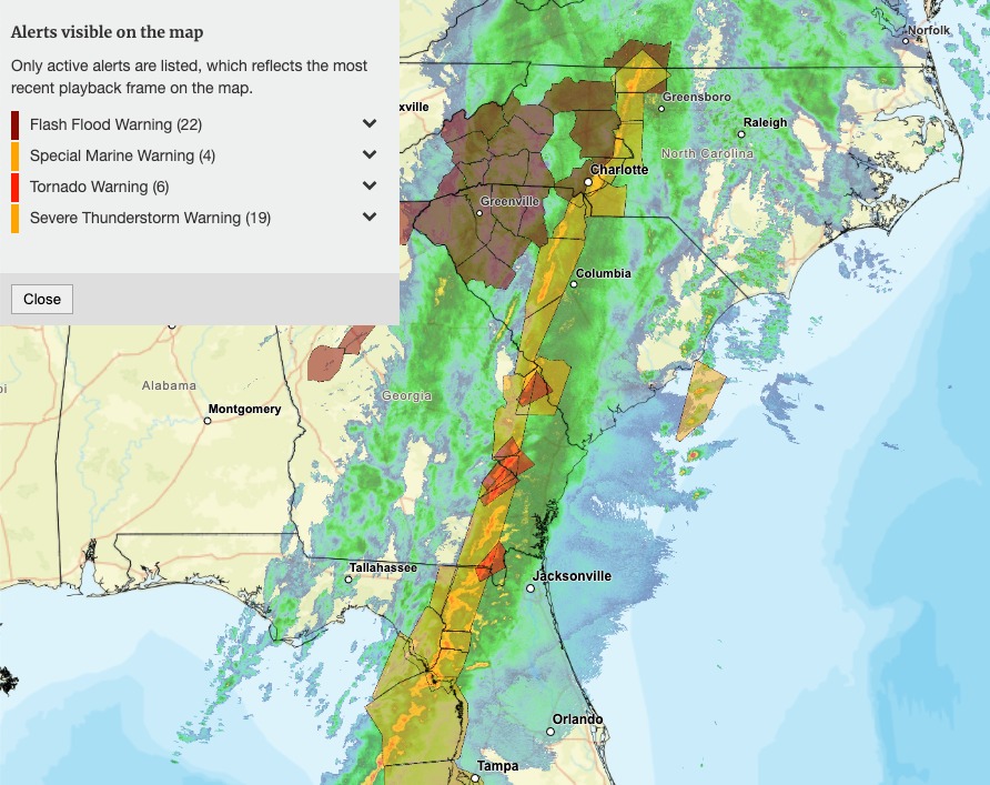 A line of severe thunderstorms with embedded tornadoes continues to ...